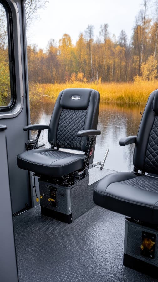 Luxurious Industrial Cabin Features Leather Seating, a Steering Console ...