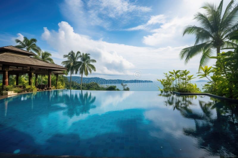 Luxurious Infinity Pool Outside a Tropical Resort Villa Stock Photo ...