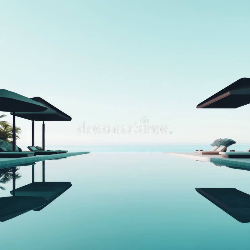 Luxurious Infinity Pool Overlooking Ocean with Lounge Chairs and ...