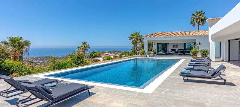 Luxurious Infinity Pool Overlooking the Ocean at Modern Villa with ...
