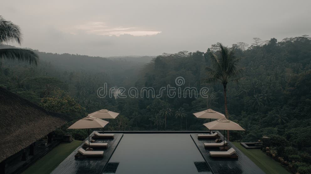 A Luxurious Infinity Pool Overlooking a Tropical Forest. Stock Image ...
