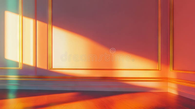 Luxurious Interior Design with Brushed Gold Molding and Warm Light ...