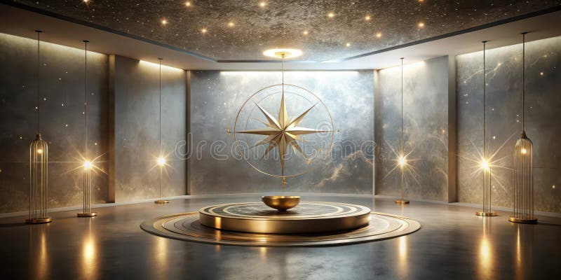 A Luxurious Interior Design Featuring a Golden Compass, Elevated ...