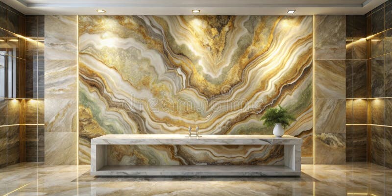 Luxurious Interior Design Featuring a Striking Onyx Wall and Modern ...