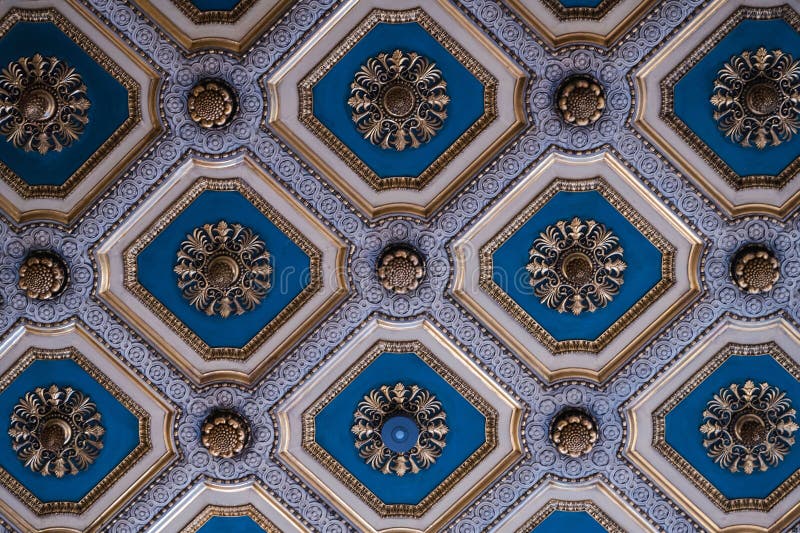Luxurious Interior Featuring a Detailed, Ornate Ceiling Stock Photo ...