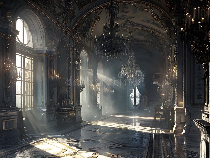 Luxurious Interior of a Grand Palace with Sunlight Streaming through ...