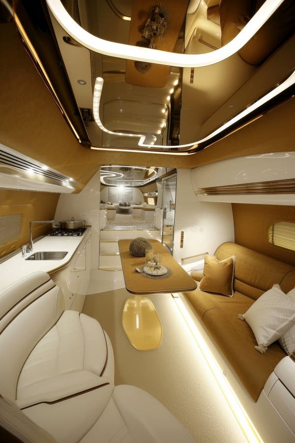 Luxurious Interior Inside the Motorhome. the Concept of a Comfortable ...