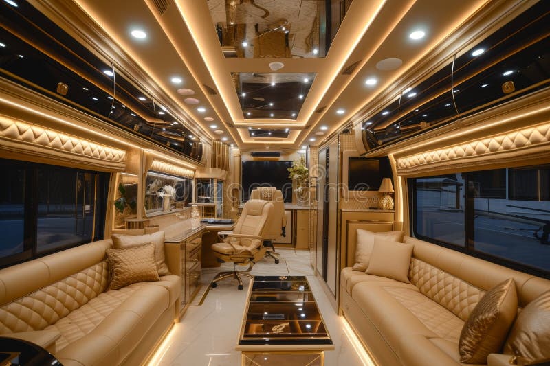 Luxurious Interior Inside the Motorhome. the Concept of a Comfortable ...