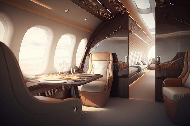 Luxurious Interior Inside Private Jet Created by Generative AI Stock ...