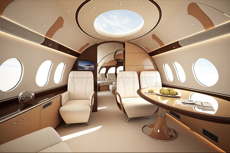 Luxurious Interior Inside Private Jet Created by Generative AI Stock ...