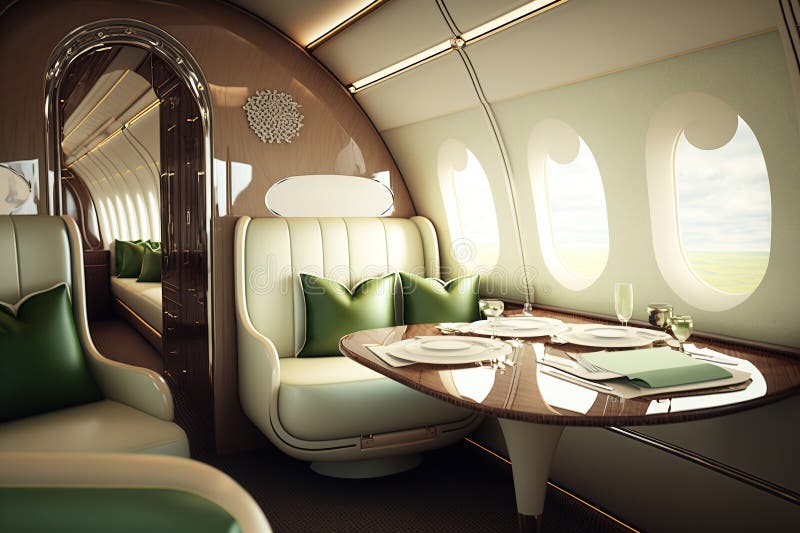 Luxurious Interior Inside Private Jet Created by Generative AI Stock ...