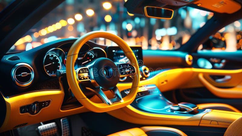 Luxurious Interior of a Modern Sports Car with Leather Seats and ...
