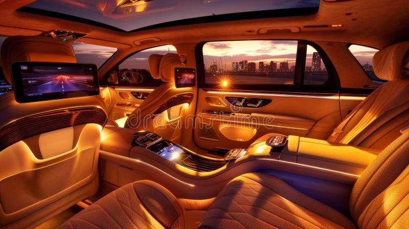 Luxurious Interior of a Premium Car, Featuring Leather Seats and ...