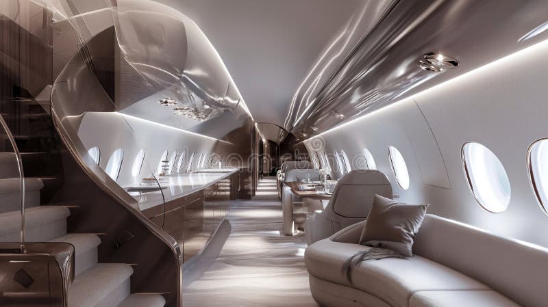 Luxurious Interior of a Private Jet Stock Illustration - Illustration ...