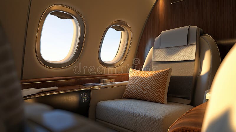 Luxurious Interior of a Private Jet Showing Comfortable Seating and ...