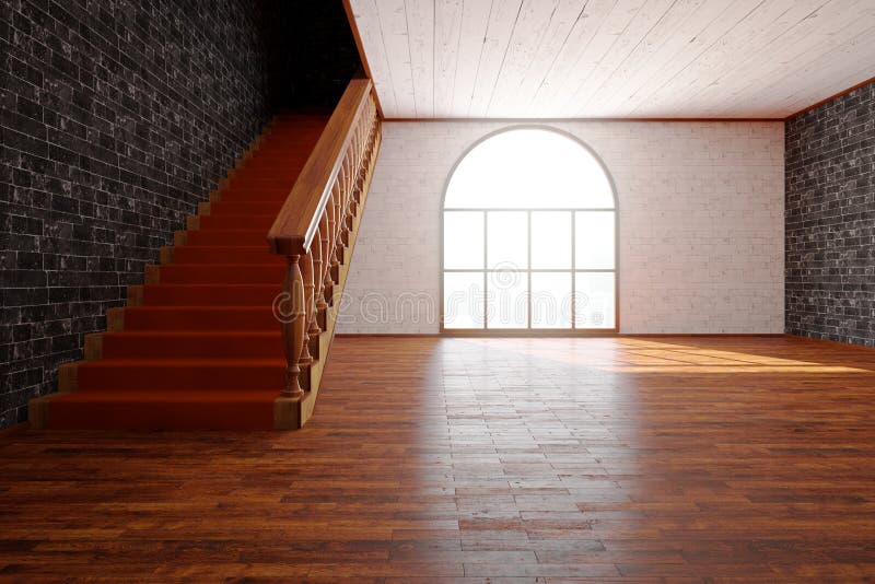 Luxurious Interior with Staircase Front Stock Photo - Image of front ...