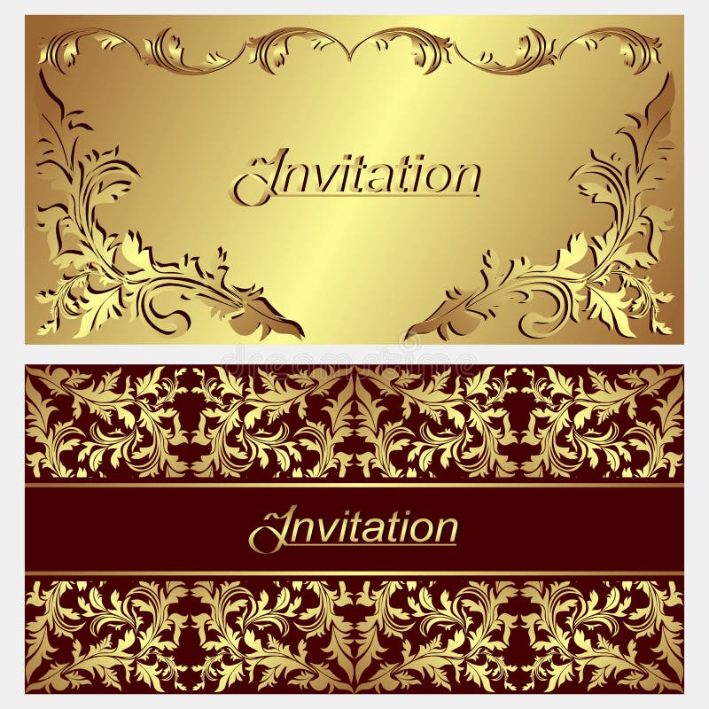 Invitation Card - Design with Golden Borders. Stock Vector ...