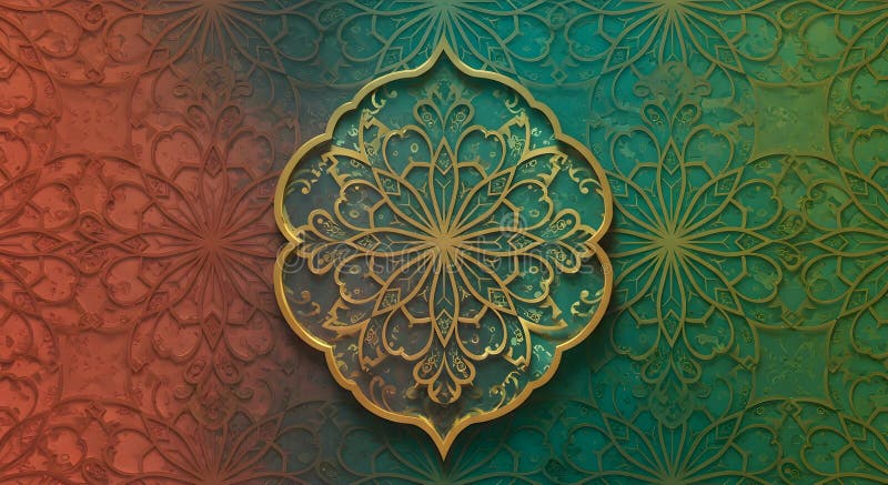 Luxurious Islamic Geometric Pattern with Gold Ornament on Gradient ...