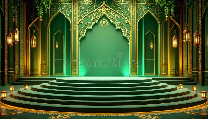 Luxurious Islamic Stage with the Intricate Patterns Stock Illustration ...