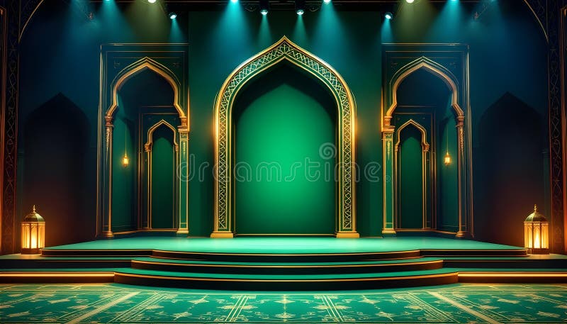 Luxurious Islamic Stage with the Intricate Patterns Stock Illustration ...