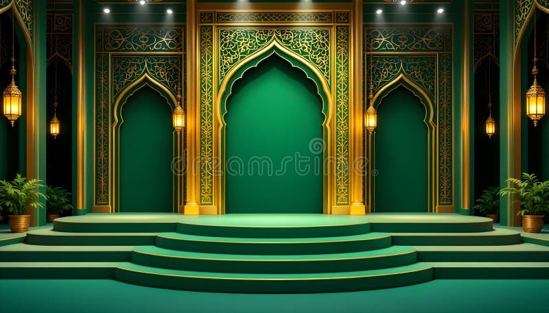 Luxurious Islamic Stage with the Intricate Patterns Stock Illustration ...