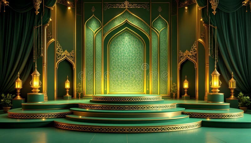 Luxurious Islamic Stage with the Intricate Patterns Stock Illustration ...