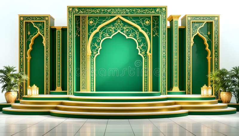 Luxurious Islamic Stage with the Intricate Patterns Stock Illustration ...