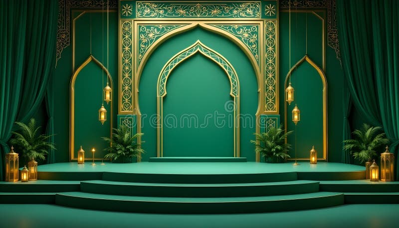 Luxurious Islamic Stage with the Intricate Patterns Stock Illustration ...