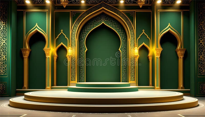 Luxurious Islamic Stage with the Intricate Patterns Stock Illustration ...