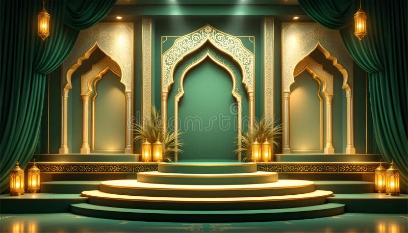 Luxurious Islamic Stage with the Intricate Patterns Stock Illustration ...