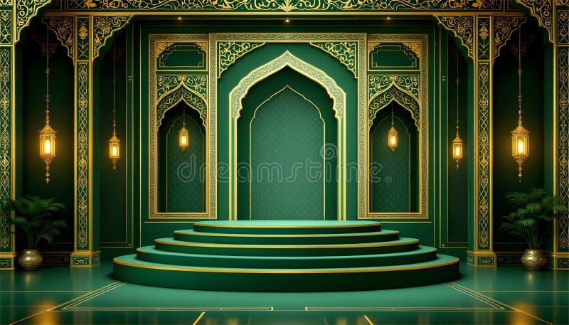 Luxurious Islamic Stage with the Intricate Patterns Stock Illustration ...