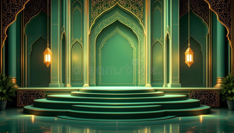 Luxurious Islamic Stage with the Intricate Patterns Stock Illustration ...