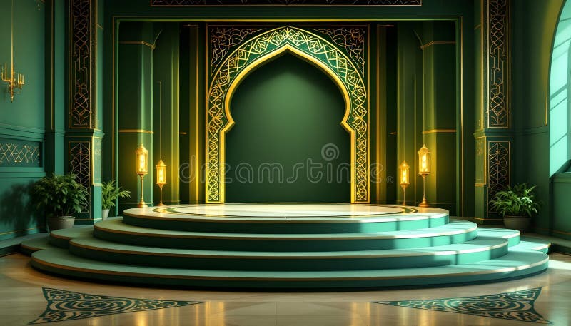 Luxurious Islamic Stage with the Intricate Patterns Stock Illustration ...