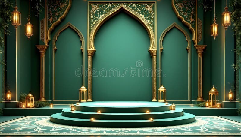 Luxurious Islamic Stage with the Intricate Patterns Stock Illustration ...