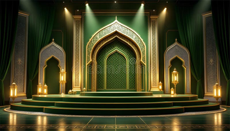 Luxurious Islamic Stage with the Intricate Patterns Stock Illustration ...