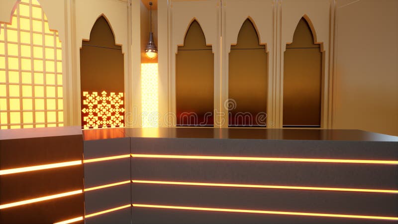 The Luxurious Islamic Studio, Studio Background, 3d Illustration Stock ...
