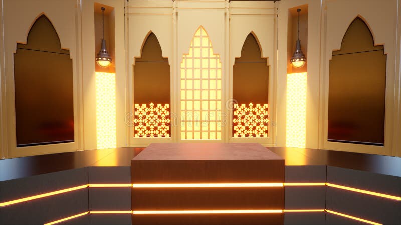 The Luxurious Islamic Studio, Studio Background, 3d Illustration Stock ...