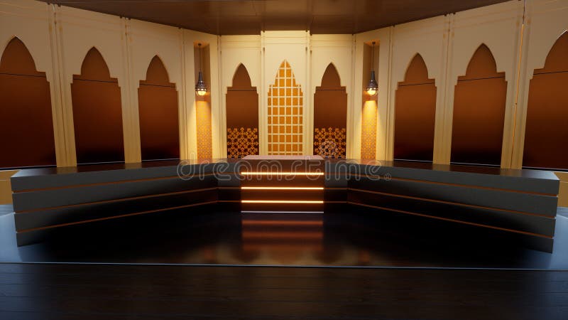 The Luxurious Islamic Studio, Studio Background, 3d Illustration Stock ...