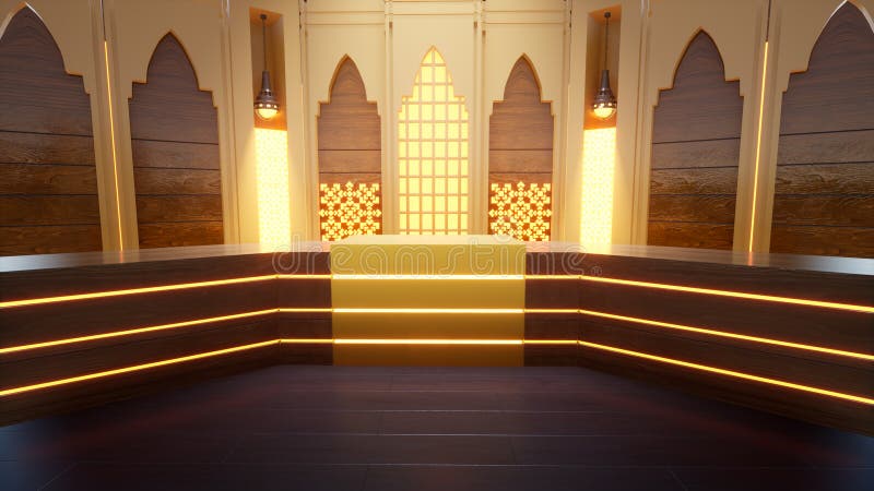 The Luxurious Islamic Studio, Studio Background, 3d Illustration Stock ...