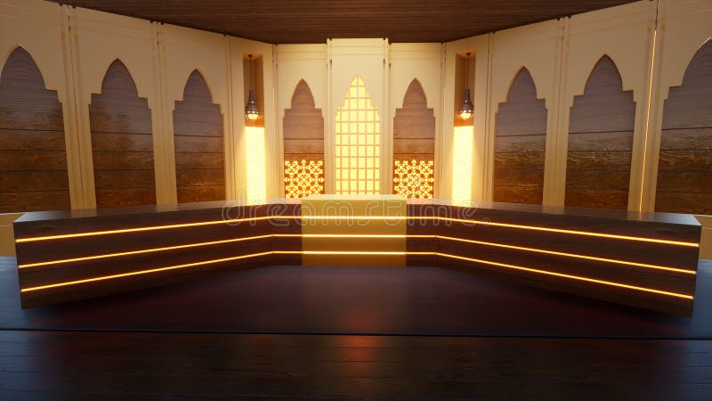 The Luxurious Islamic Studio, Studio Background, 3d Illustration Stock ...