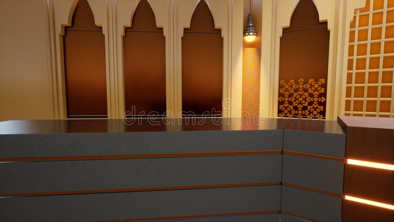 The Luxurious Islamic Studio, Studio Background, 3d Illustration Stock ...