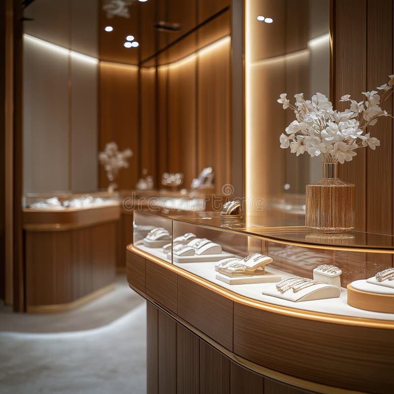 Luxurious Jewelry Store Interior with Elegant Displays and Modern ...