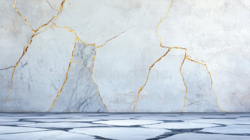 Luxurious Kintsugi Marble Surface with Gold Veins and Cracks for ...