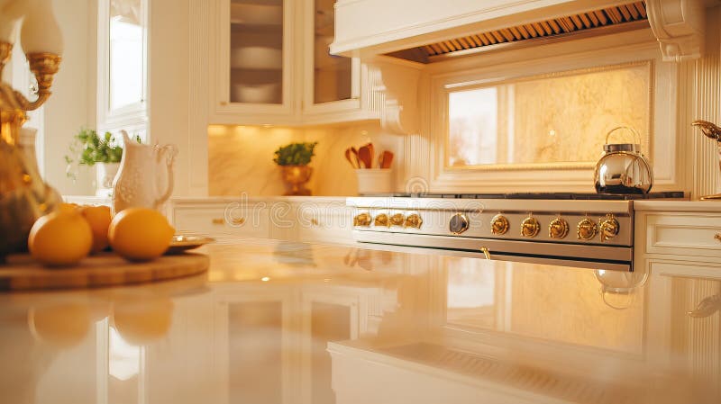 Luxurious Kitchen with Marble Countertops and Elegant Design in Upscale ...