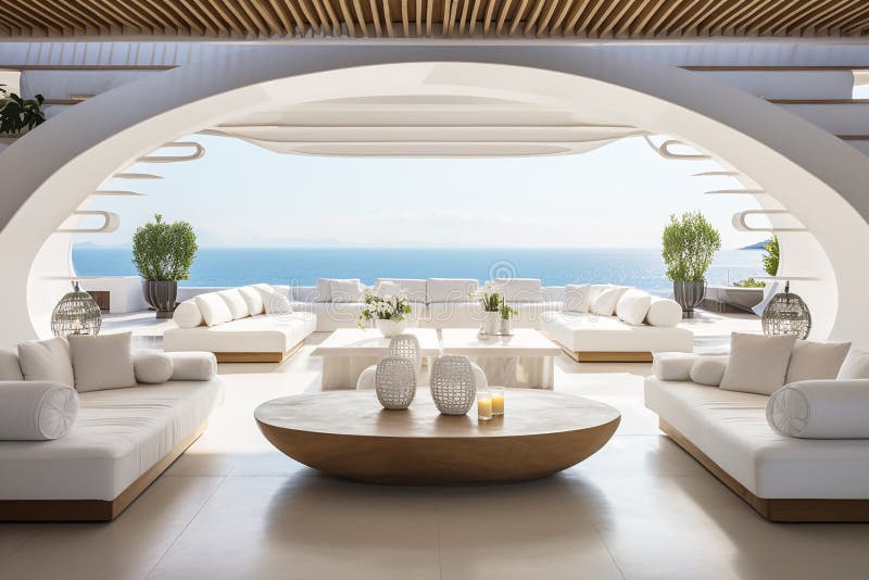 Luxurious, Large and Spacious Lounge, Blue Ocean Outside Stock ...