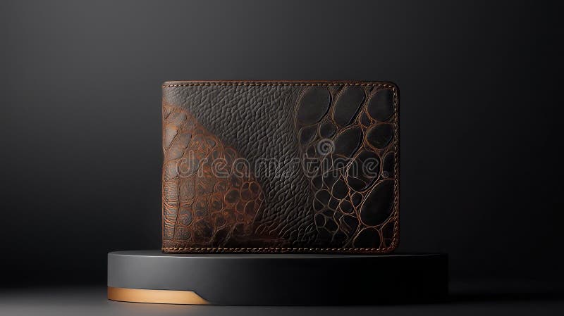 Luxurious Leather Wallet with Textured Design on Elegant Display Stand ...