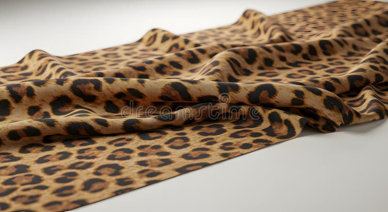 Luxurious Leopard Print Fabric Draped Elegantly on White Background ...