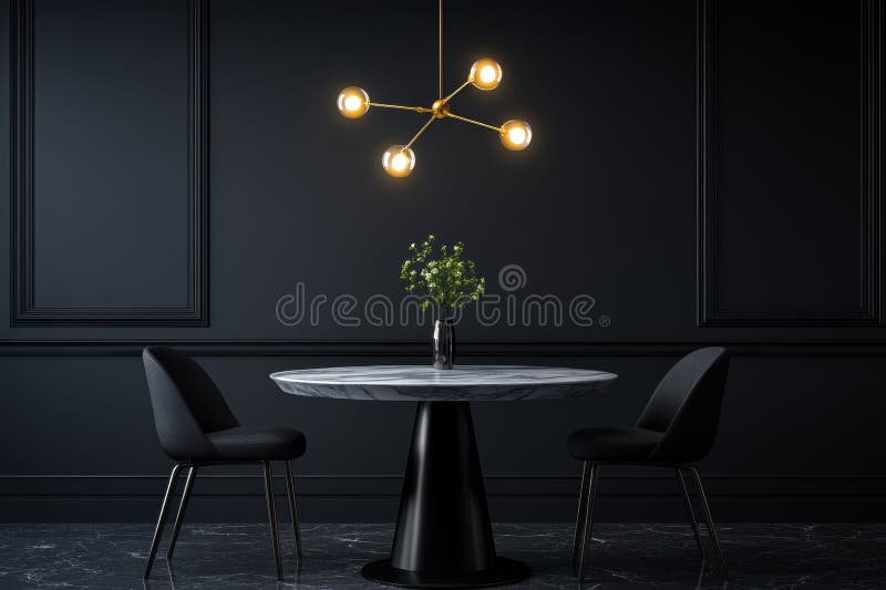 Luxurious Lighting, Led Bulb Chandelier Hangs Over a Marble Dining ...