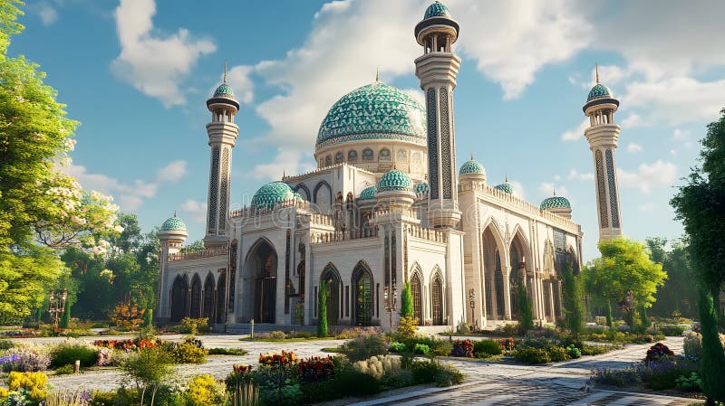 Luxurious and Magnificent Mosque Building, with a Large and Beautiful ...