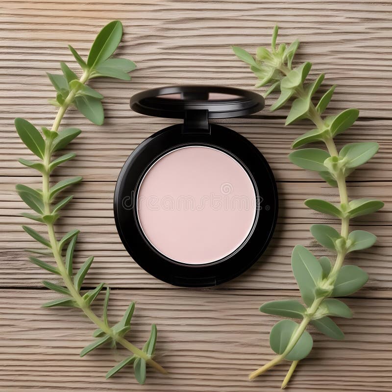 Luxurious Makeup Compact Display with Fresh Herb Accents Stock ...